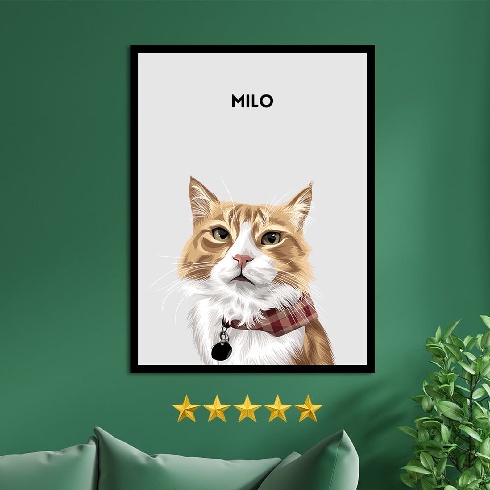 Cat Portrait Custom Cat Portrait Cat Lover Gift Cat - Etsy