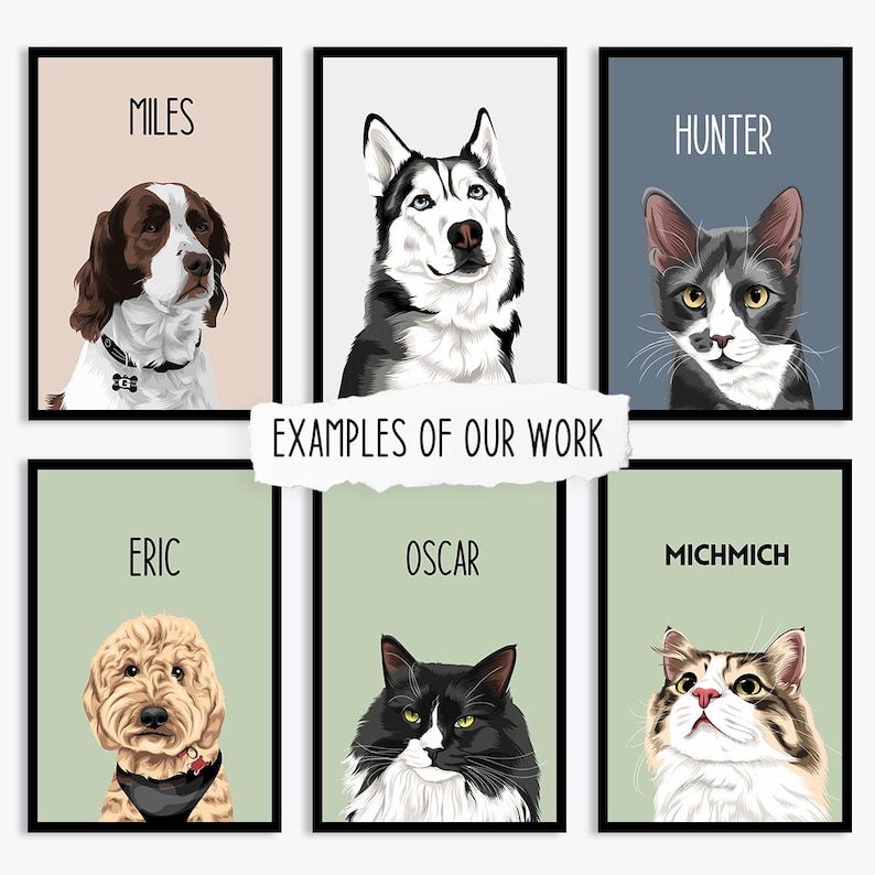 Personalized Dog Portrait From Photo – Custom Framed Pet Print or ...