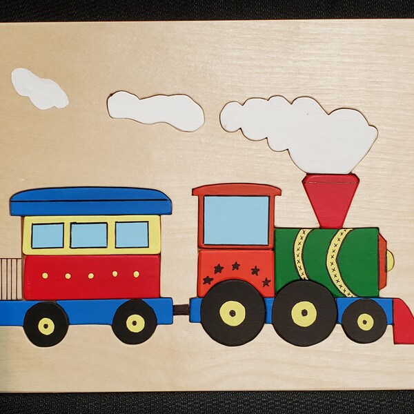 Wooden Train Puzzle - Etsy