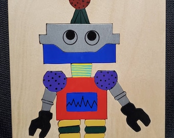 Wooden Robot Puzzle - Etsy
