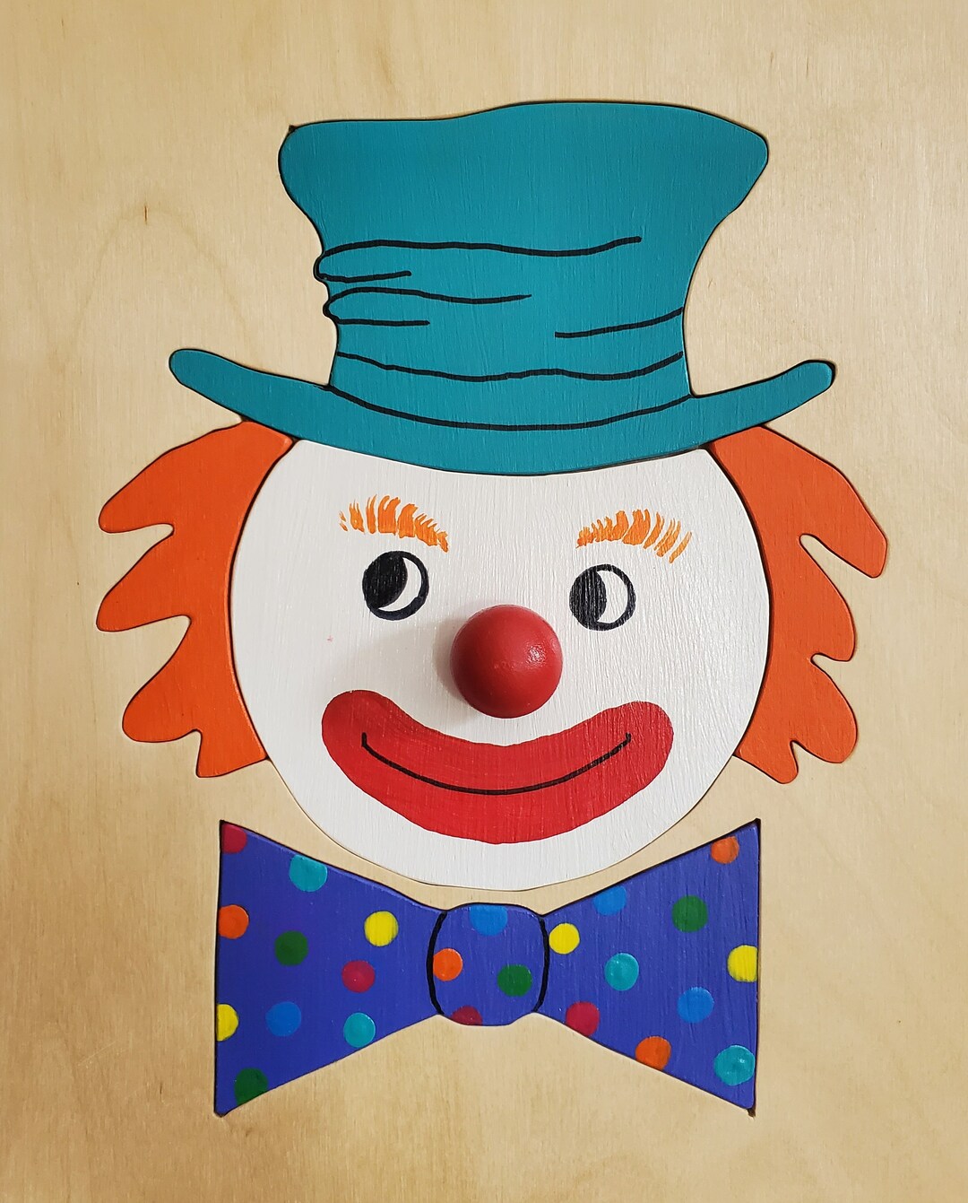 Wooden Clown With Nose Puzzle - Etsy