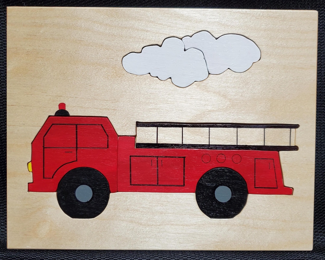 Wooden Fire Truck Puzzle - Etsy