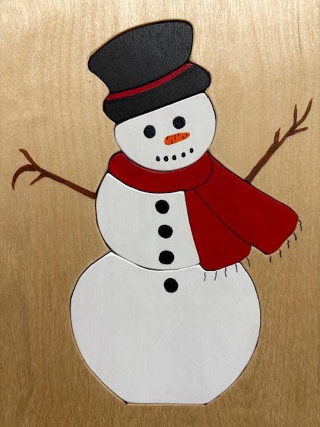 Wooden Snowman Puzzle - Etsy