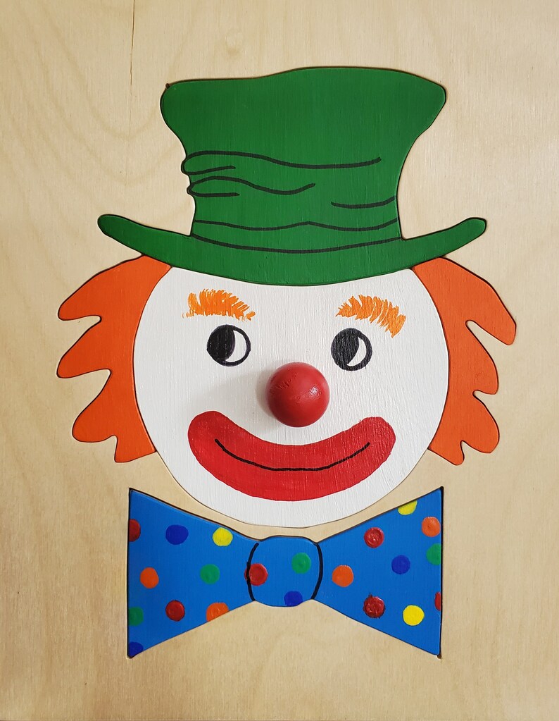 Wooden Clown With Nose Puzzle - Etsy
