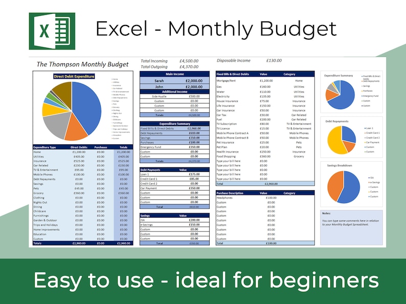 Monthly Budget Template, 2024 Money Tracker Payday Family Money ...
