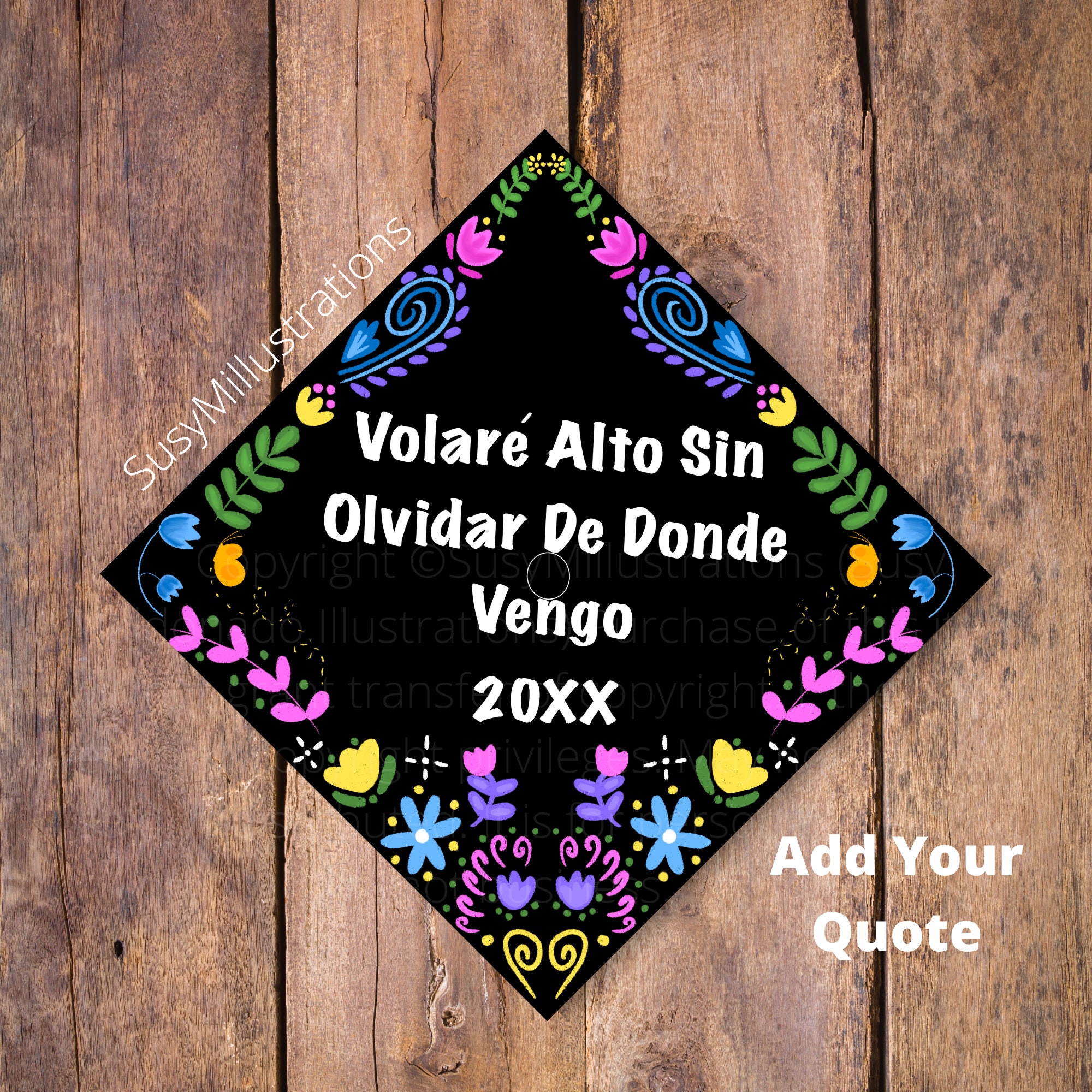 Mexican Graduation Cap Topper, Cute Graduation Decoration, Custom Quote ...