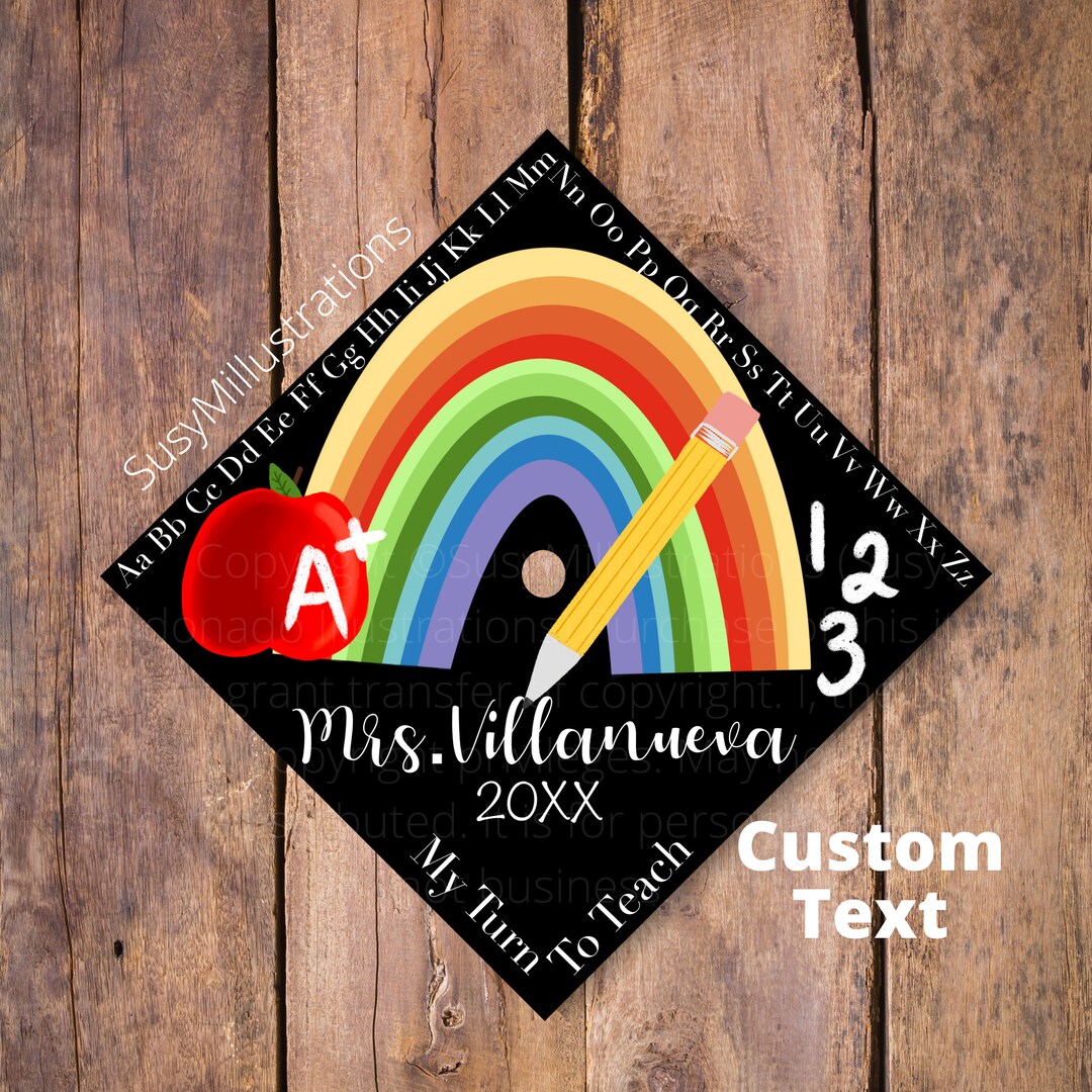 Teacher Graduation Cap Topper, Education Grad Cap Topper, Custom Grad ...
