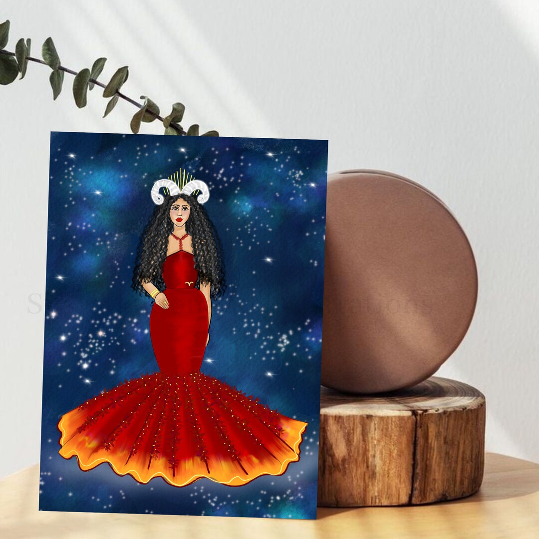 Aries Goddess Fashion Illustration, Zodiac Aries Woman, Aries Girl ...