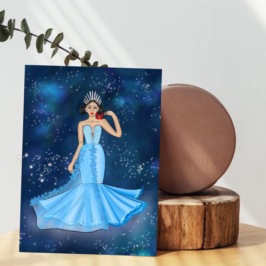 Cancer Goddess Fashion Illustration, Zodiac Cancer Woman Art Print ...
