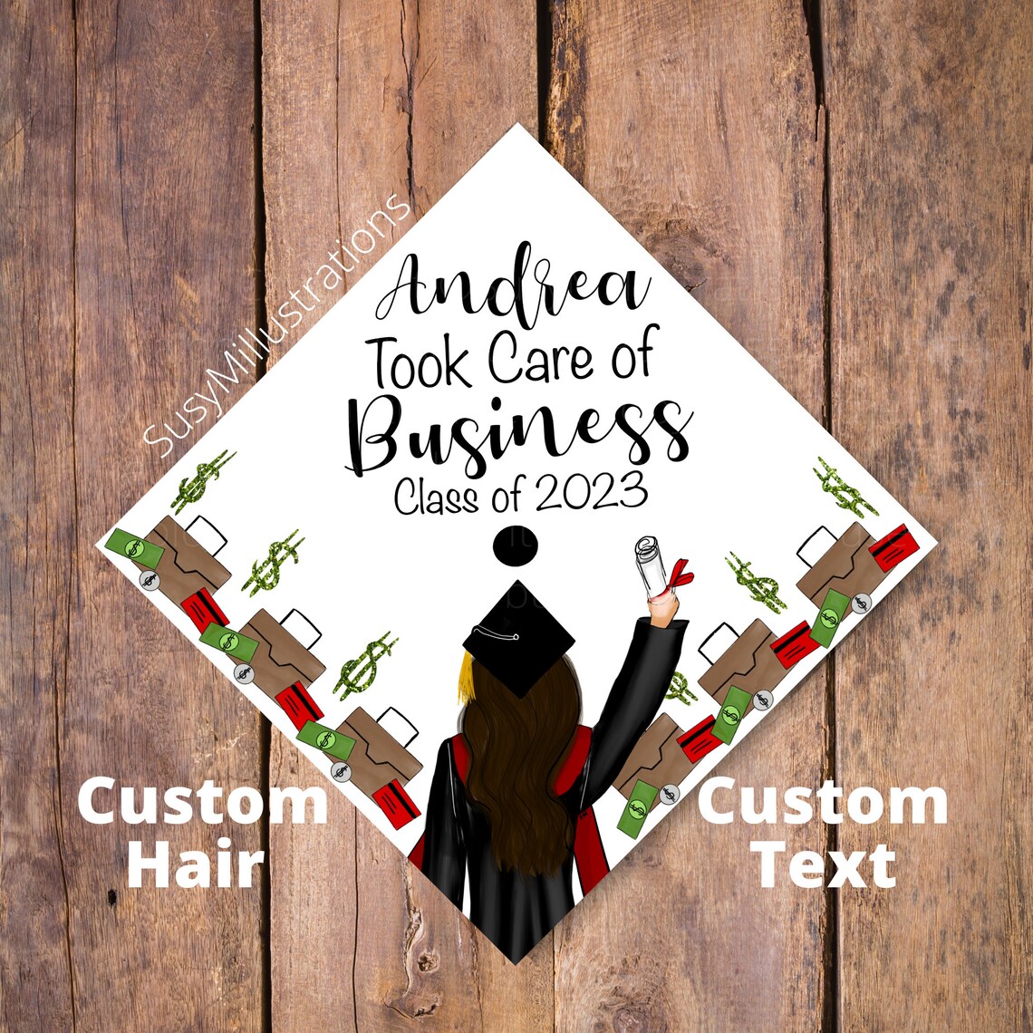 Business Grad Cap,graduation Cap Topper for Business Majors,female ...
