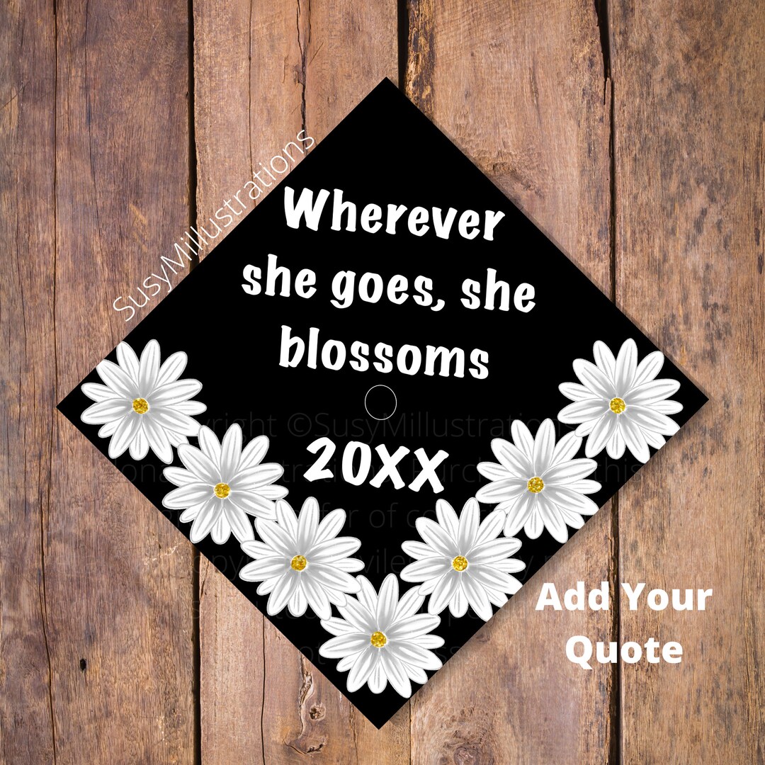 White Daisies Grad Cap Topper Flower Graduation Toppers - Etsy