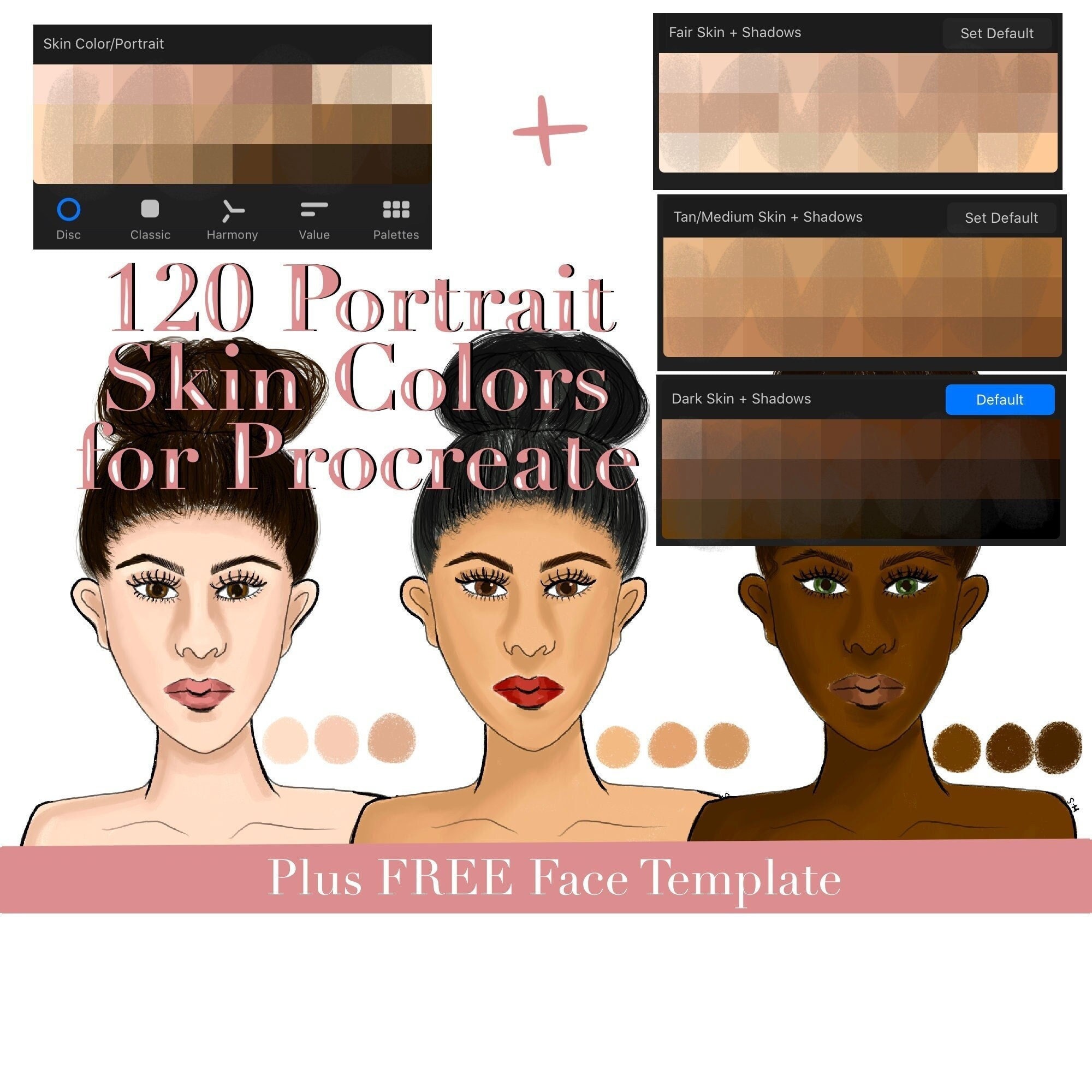 Procreate Skin Tones Color Palette, Procreate Skin Swatches for Fashion ...