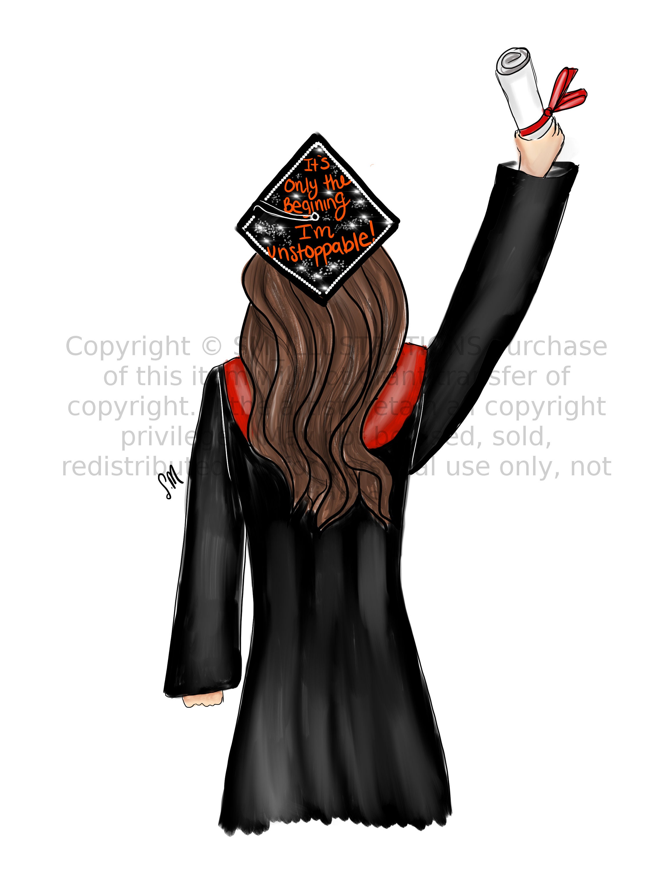 Graduation Print- It's Only the Beginning. I'm Unstoppable. Fashion ...