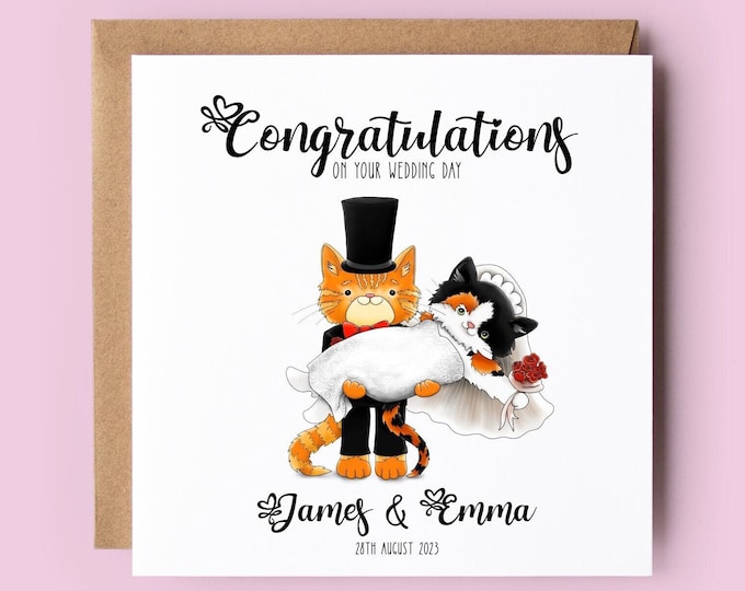 Cat Couple Wedding Card - Etsy UK