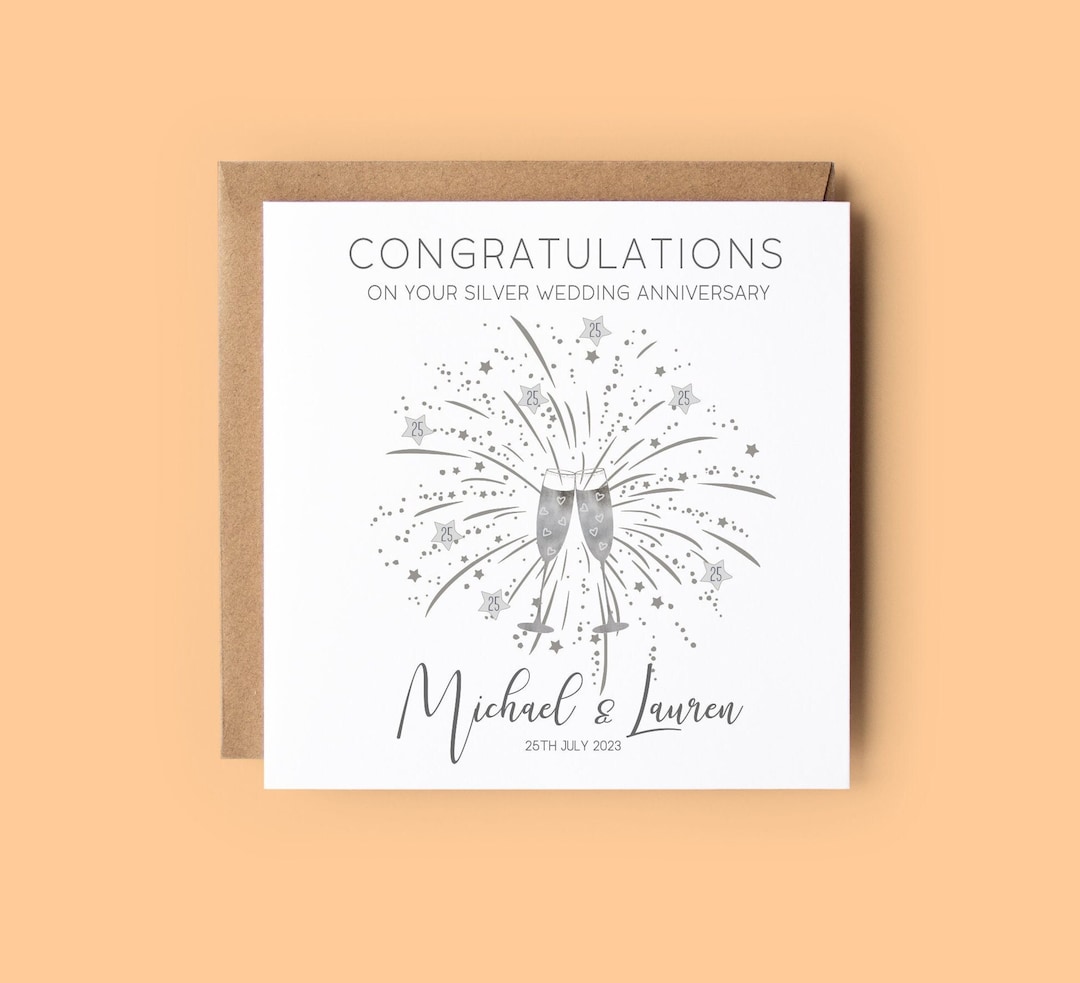 Personalised 25th Anniversary Card: Silver Wedding Anniversary, 25 ...
