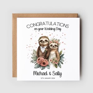 Personalized Sloth Wedding Card: Congratulations Mr & Mrs - Etsy