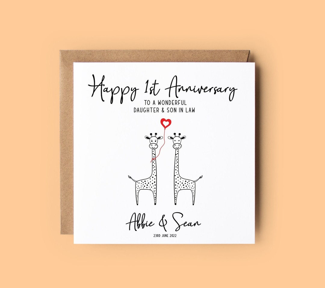 Personalised Anniversary Card, 1st Wedding Anniversary, Daughter & Son ...