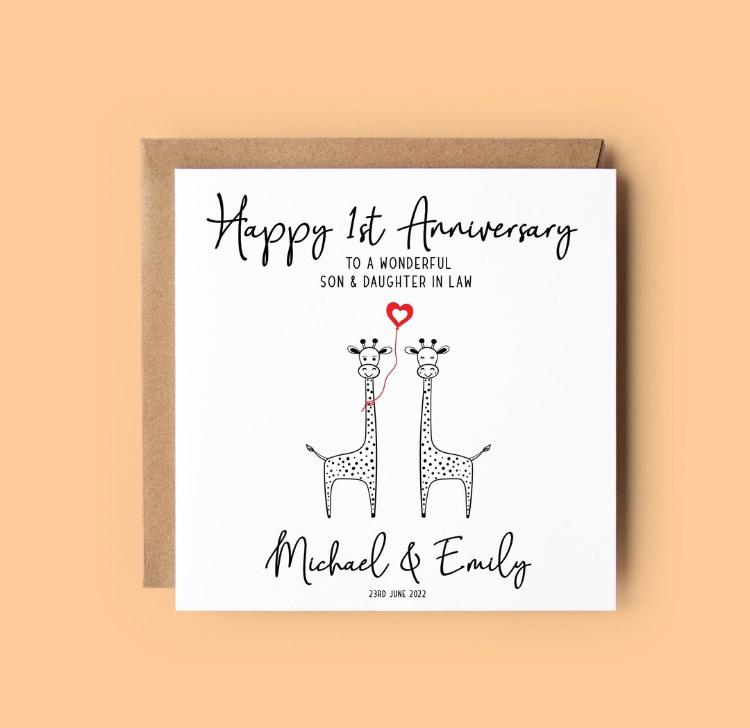 Personalised Anniversary Card, 1st Wedding Anniversary, Son & Daughter ...