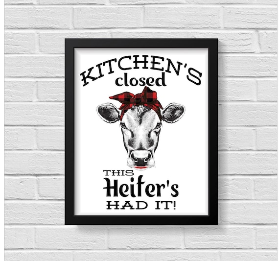 Cow Print / Kitchen Decor / Funny Wall Art / Kitchen Signs / | Etsy