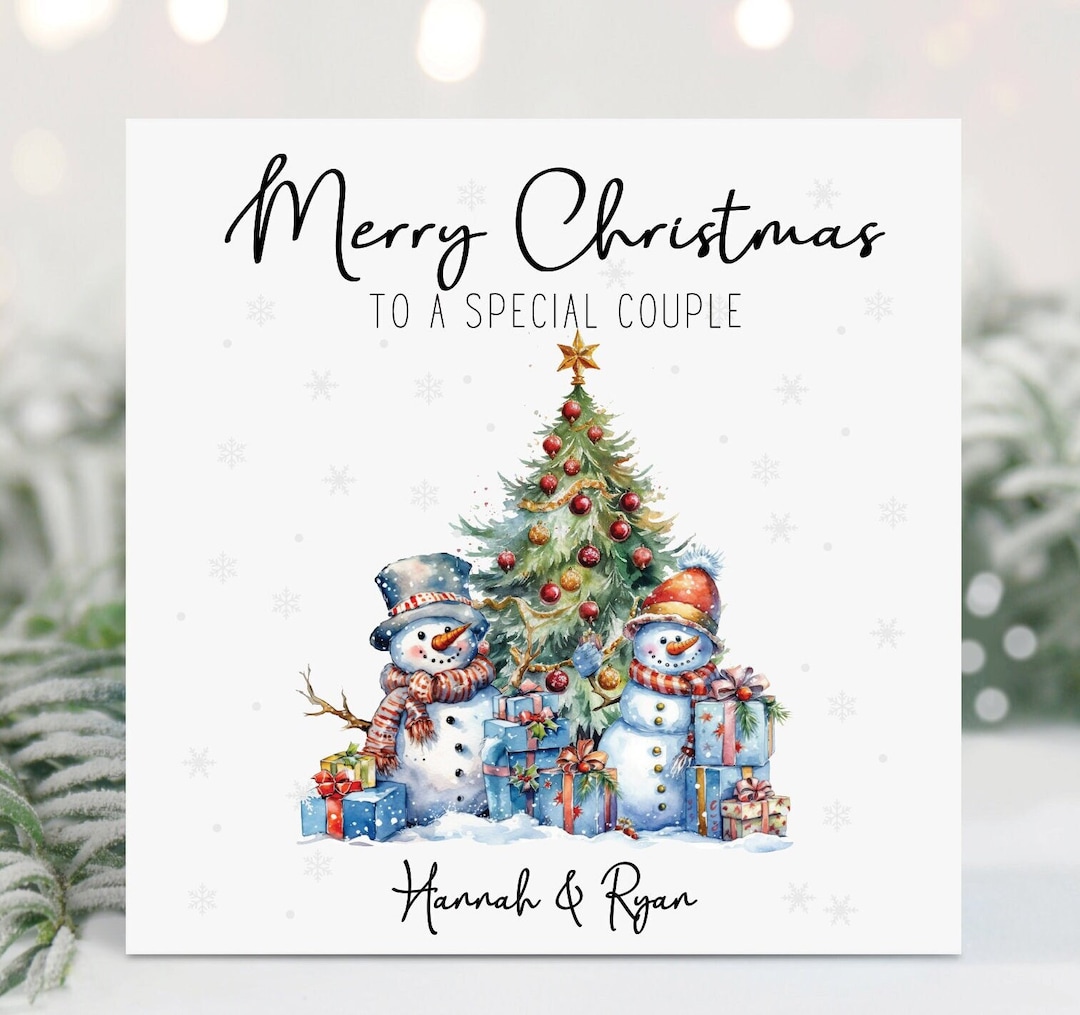Christmas Card for Couple, Personalised Card, Snowman, Snowmen ...