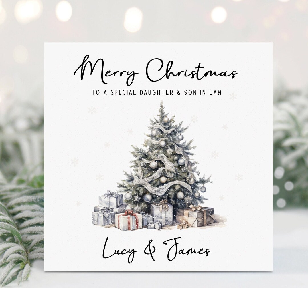 Personalised Daughter & Son-in-law Christmas Tree Card Son and Daughter ...