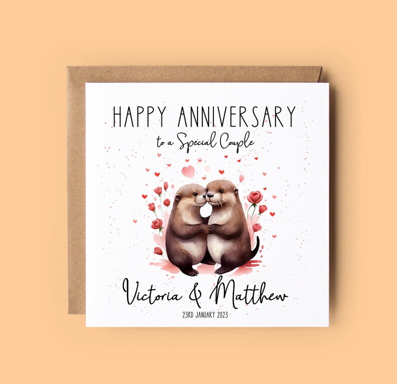 Personalised Otter Anniversary Card: Special Couple - Etsy