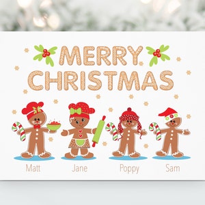 Christmas Card, Gingerbread Men, Personalised Family Christmas Card ...
