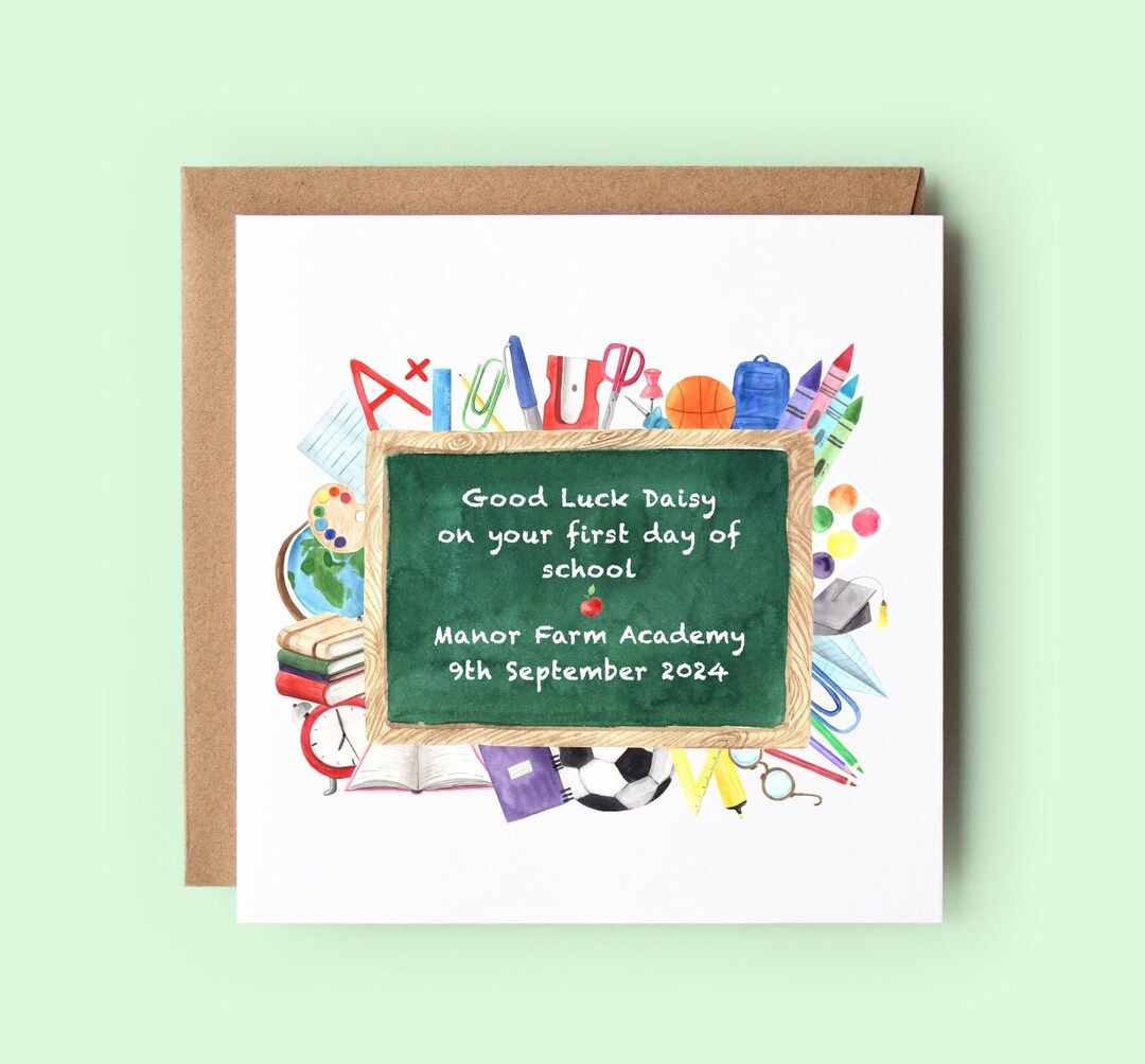 First Day of School Card, Personalised First Day of School Card, 1st ...