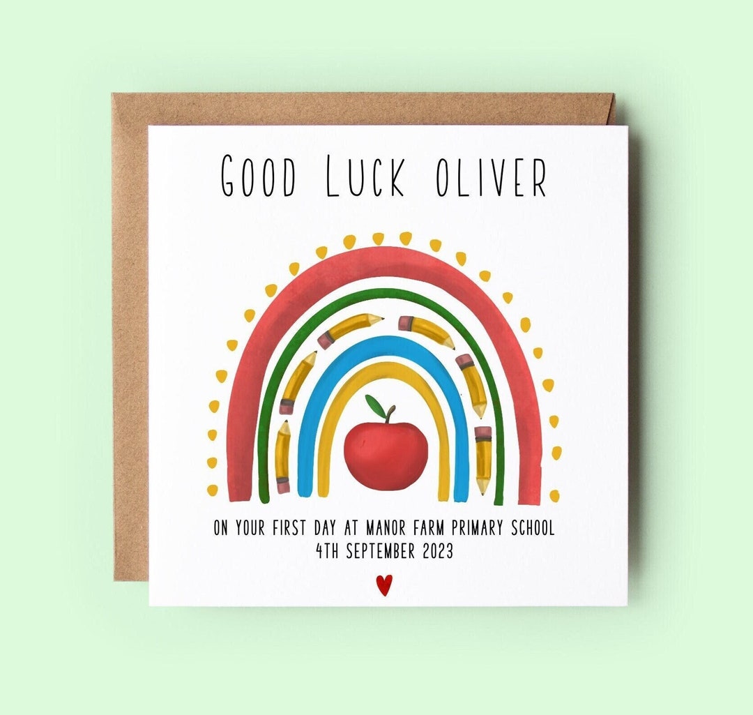 First Day of School Card, Personalised Good Luck at School Card ...
