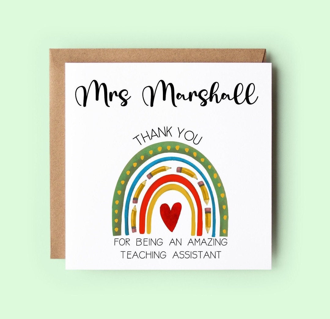 Thank You Teaching Assistant Card, Personalised Assistant Teacher Card ...