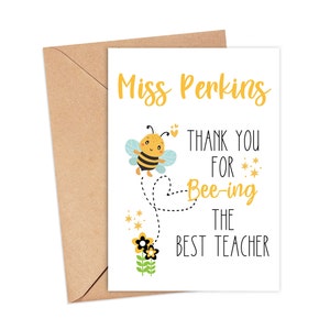 Thank You Teacher Card, Personalised Teacher Card, Teacher Card ...