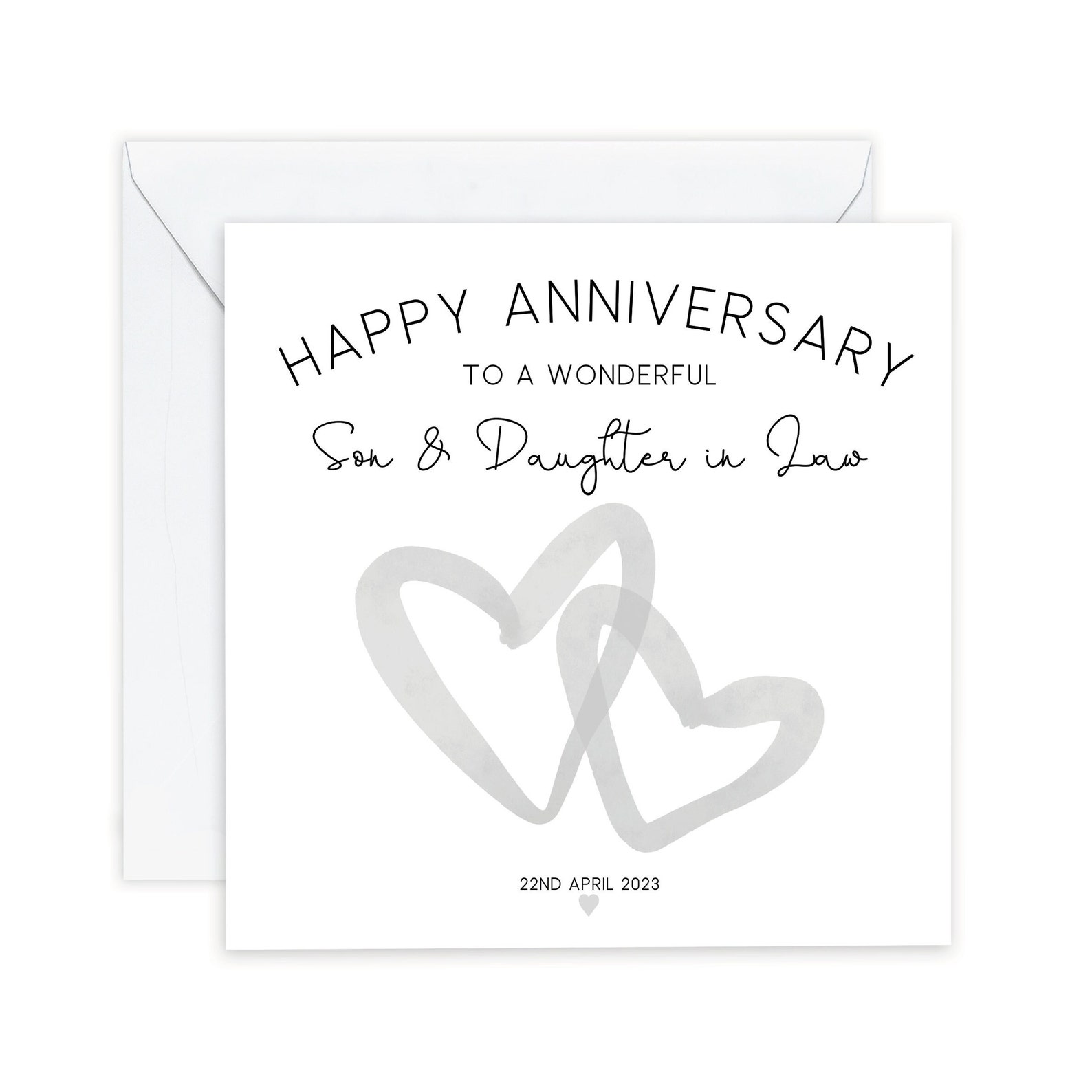 Personalised Anniversary Card: Son & Daughter-in-law, Entwined Hearts ...