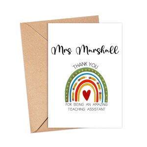 Thank You Teaching Assistant Card, Personalised Assistant Teacher Card ...
