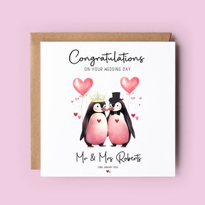 Wedding Card, Personalised Wedding Card, Penguin Card, Penguins ...