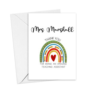 Thank You Teaching Assistant Card, Personalised Assistant Teacher Card ...