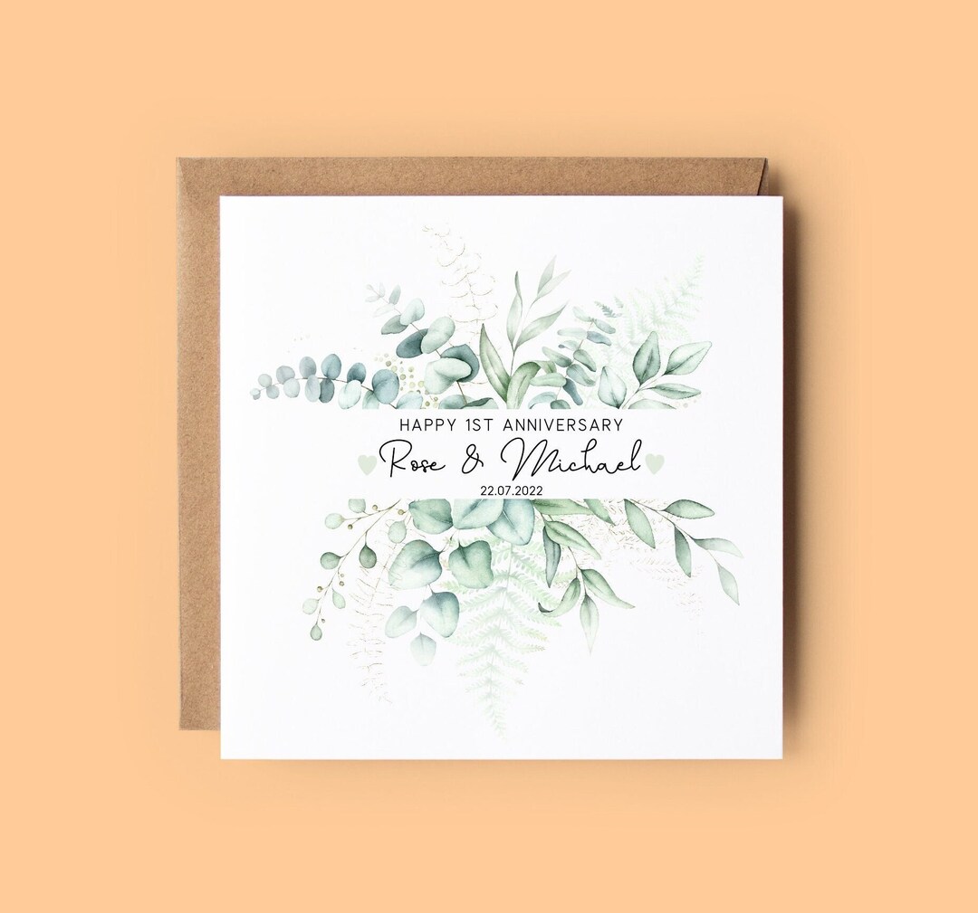 Personalised Anniversary Card, 1st Wedding Anniversary, First ...