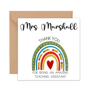 Thank You Teaching Assistant Card, Personalised Assistant Teacher Card ...