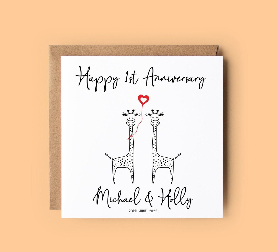Personalised Giraffe Anniversary Card: Any Anniversary - Etsy