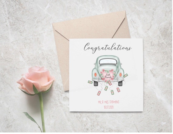 Wedding Card / Personalised Wedding Card / Just Married / | Etsy