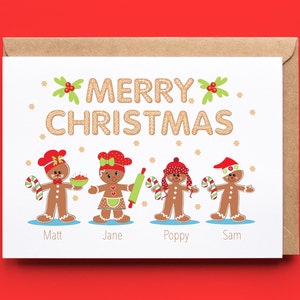 Christmas Card, Gingerbread Men, Personalised Family Christmas Card ...