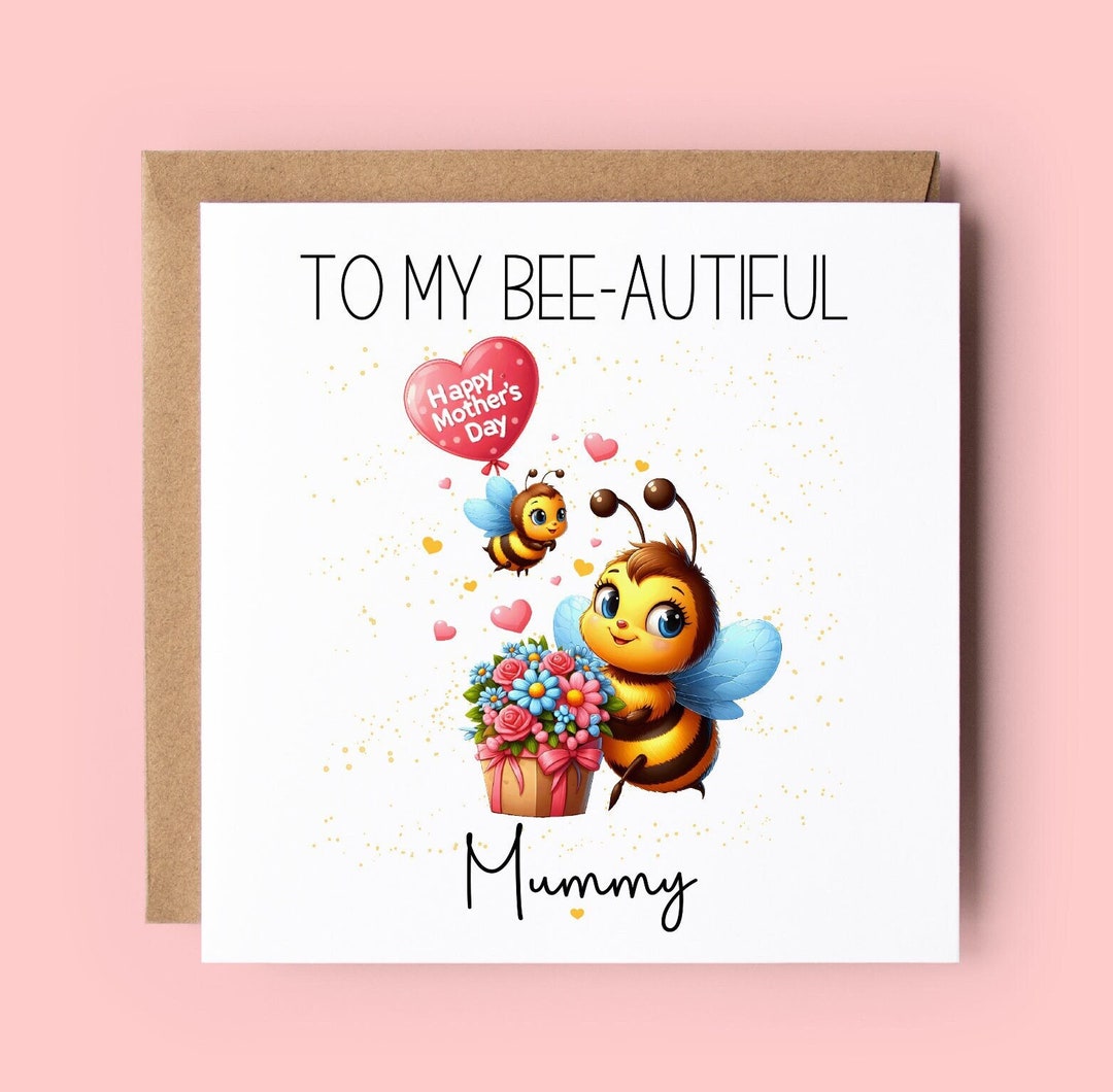 Mother's Day Card, Mother's Day, Bee Card, Bumble Bee, Bees, Best Mum ...
