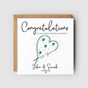 Emerald Anniversary Card, 55th Anniversary, Personalised Anniversary ...