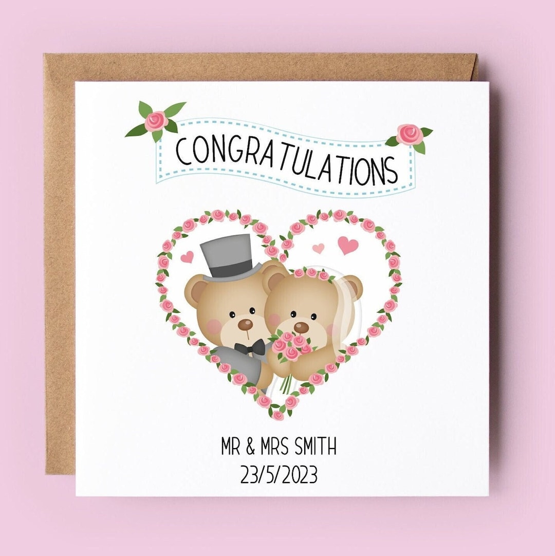 Personalised Wedding Card, Wedding Day Card, Bear Card, Wedding Bears ...