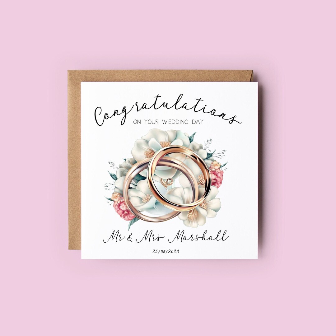 Wedding Card / Personalised Wedding Card / Wedding Rings / - Etsy