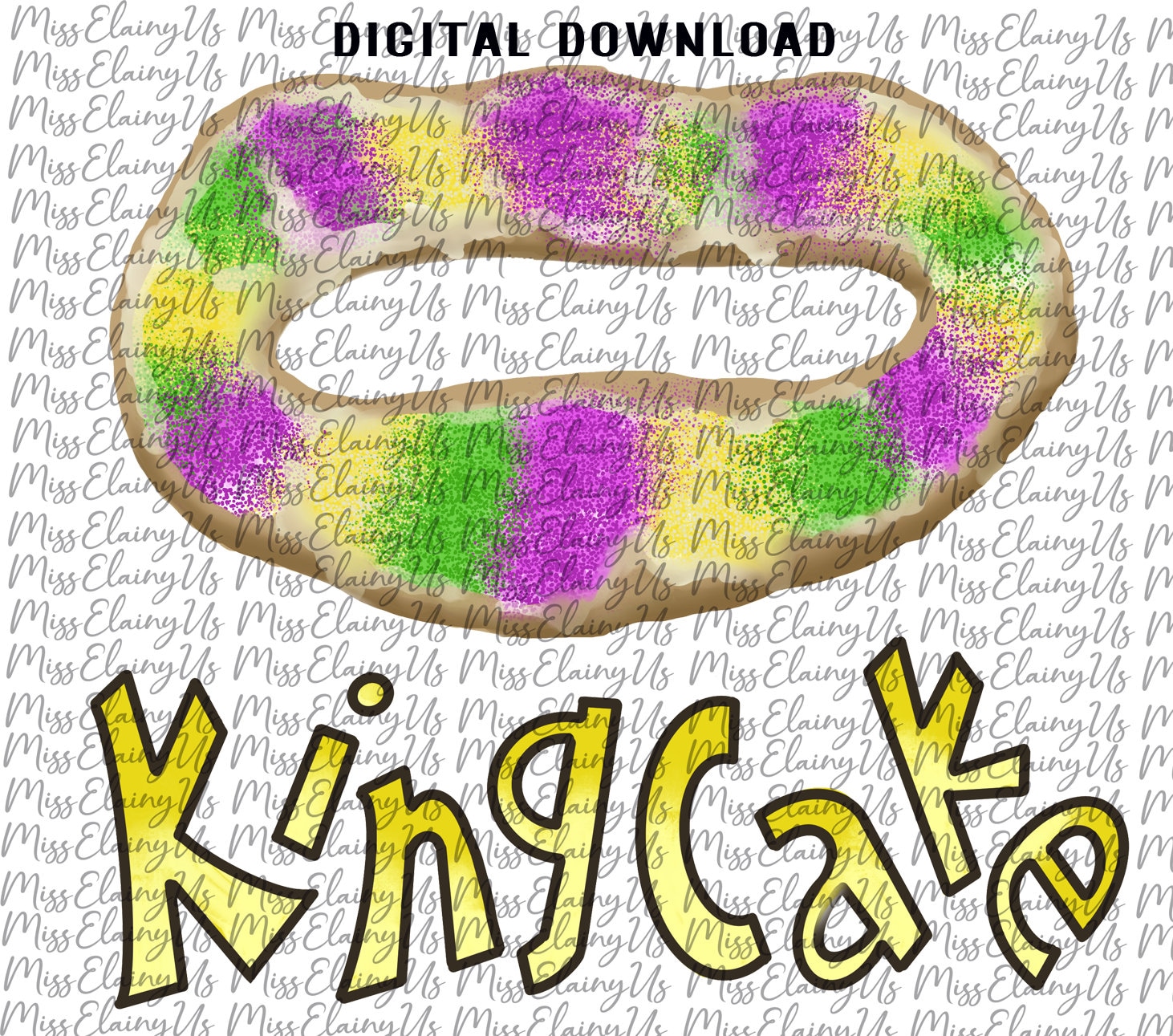 Digital Download Mardi Gras King Cake Image From My Original Artwork - Etsy