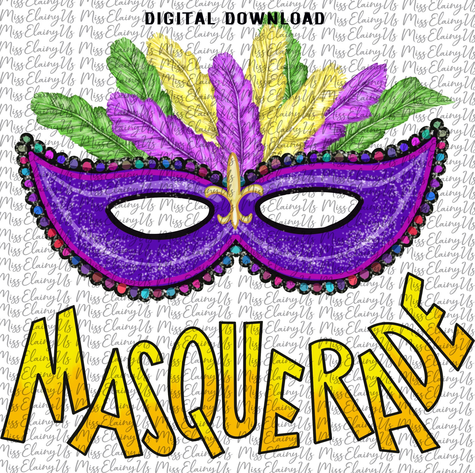 Digital Download Mardi Gras Masquerade Mask With Text Made From My ...