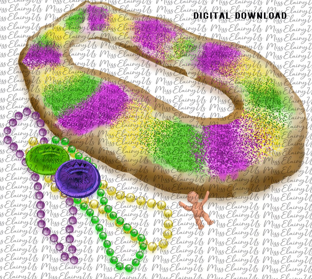 Digital Download Mardi Gras King Cake, Doubloons and Beads From My ...
