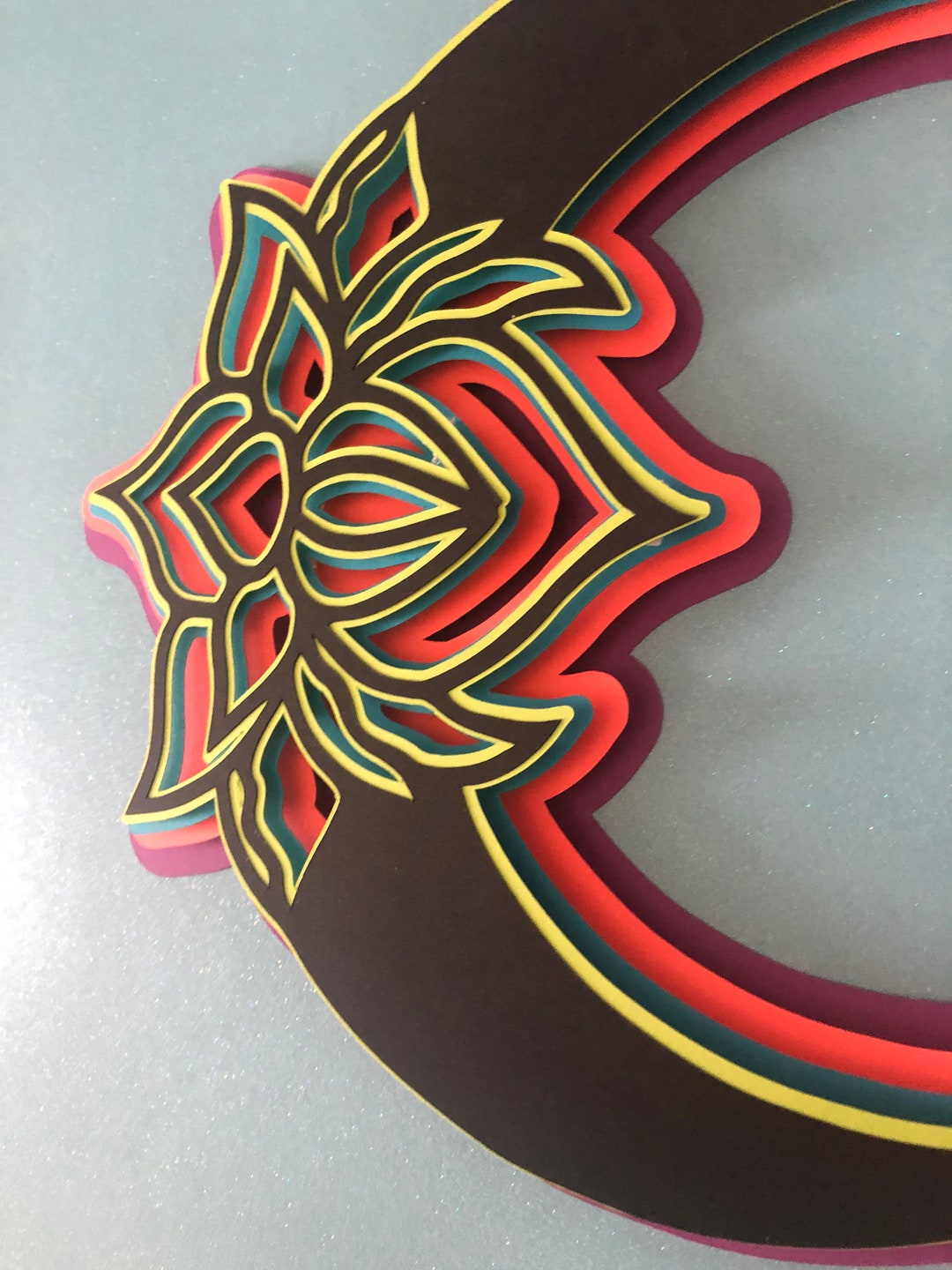 Crescent Moon With Lotus 3D 6-layer SVG DXF Digital Download File for ...