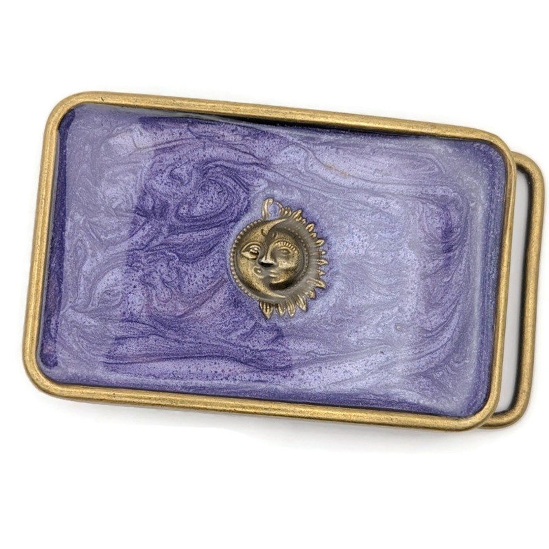Sun & Moon Belt Buckle: Purple Resin Celestial Design - Etsy