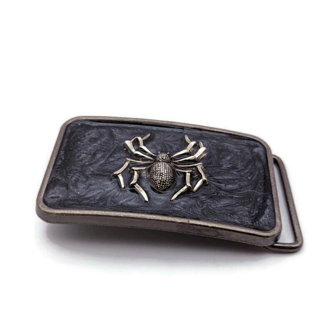 Spider Belt Buckle, Swappable Black Arachnid Belt Buckle, Resin ...